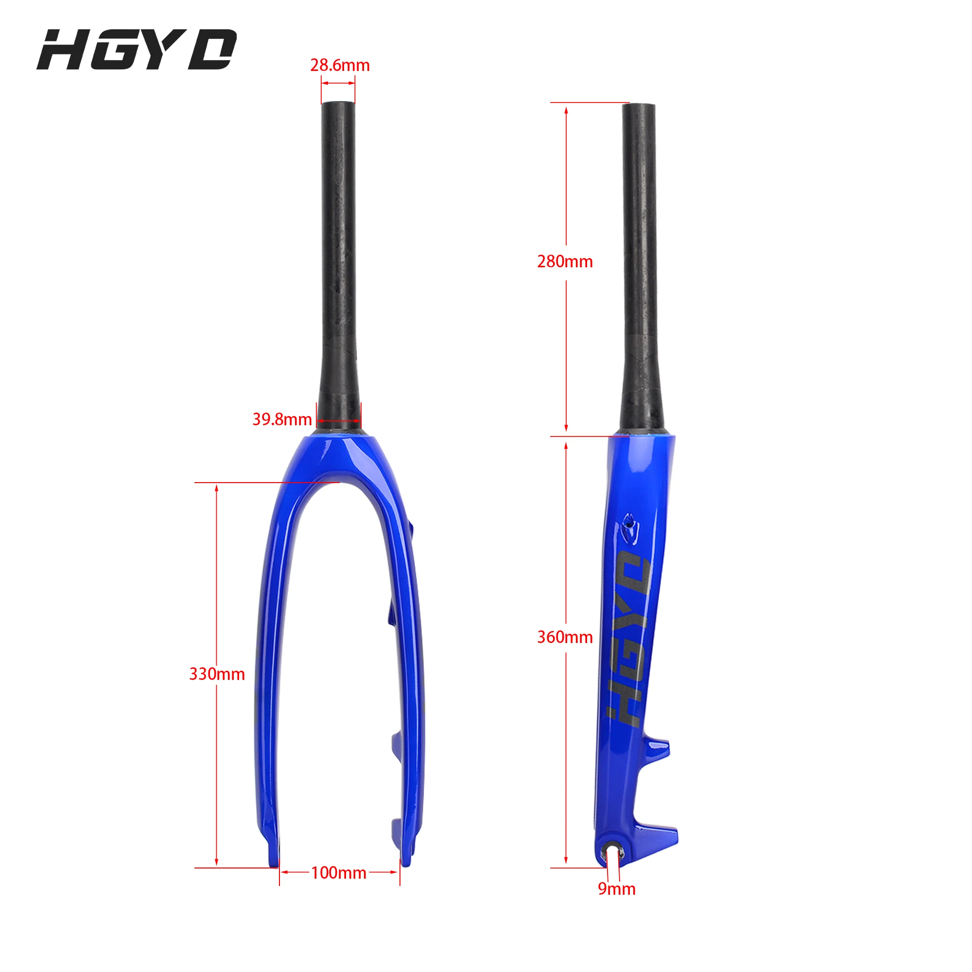 HGYD 접이식 자전거 전체 탄소 섬유, 406 BMX 자전거 프론트 포크 디스크, 28.6mm 튜브, 100mm 내부 배선 ...