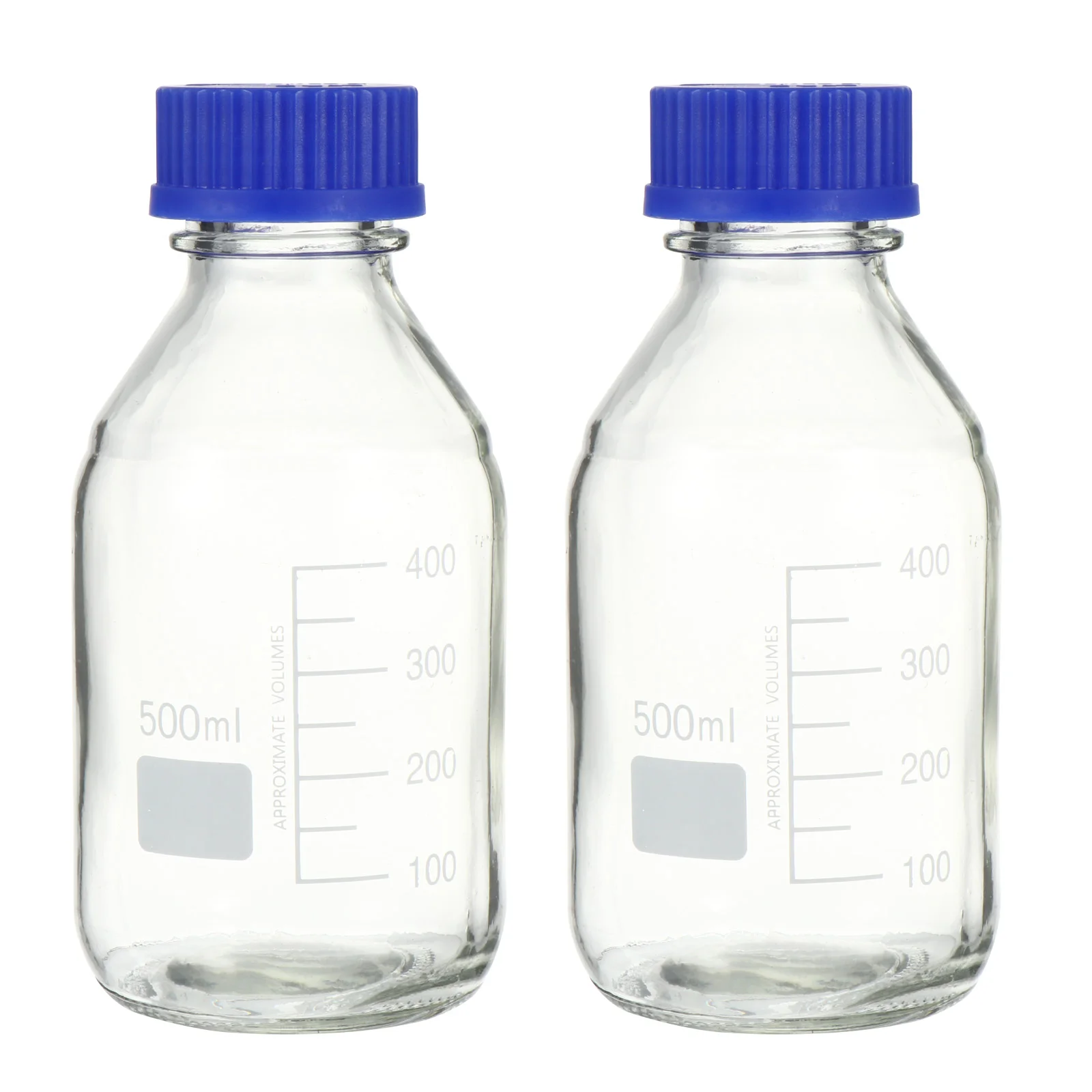 2 Pcs Graduated Reagent Bottle With Blue Cap For Chemical Glass Sample ...