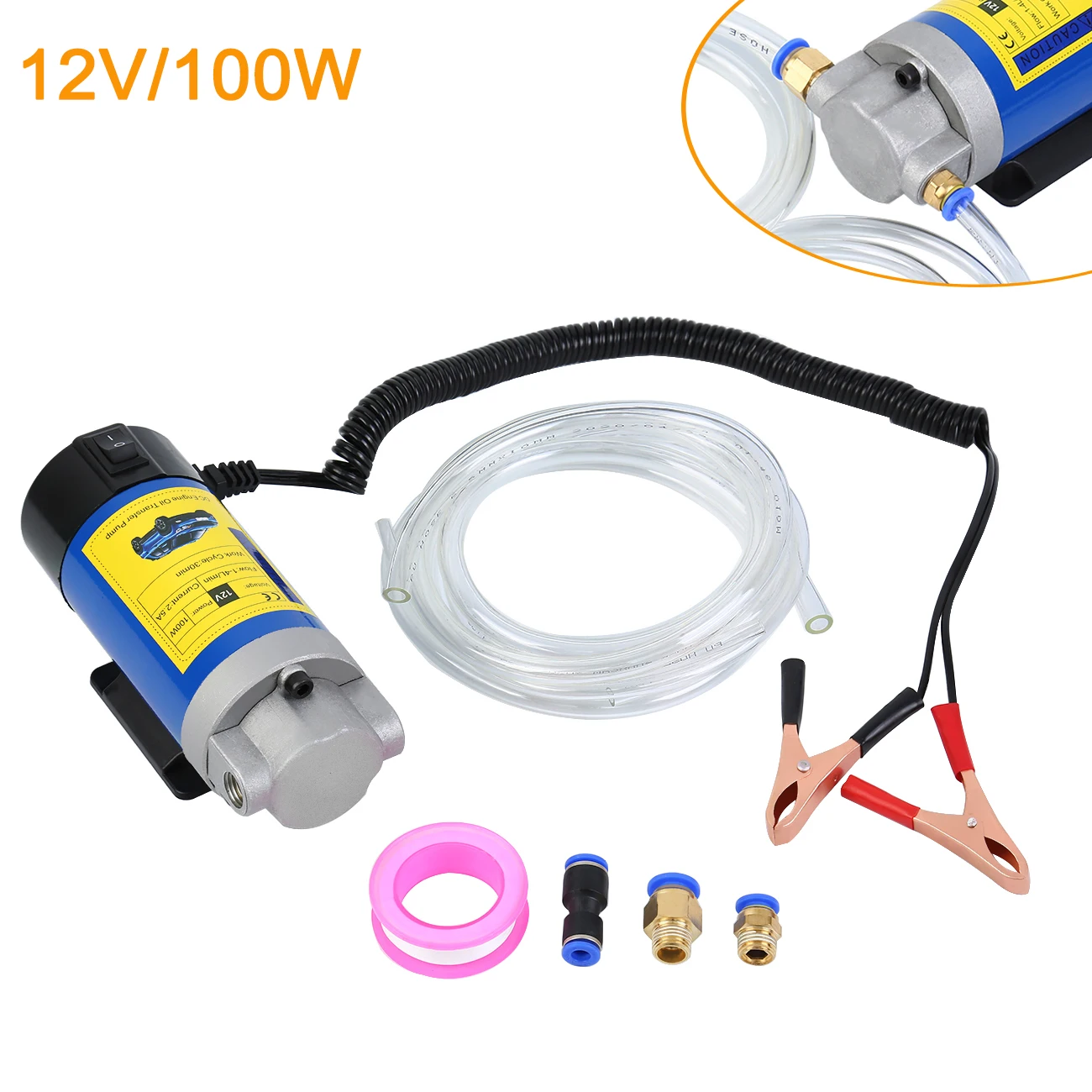 Samger Portable 12V 100W Car Electric Oil Extractor Transfer Pump Fluid ...