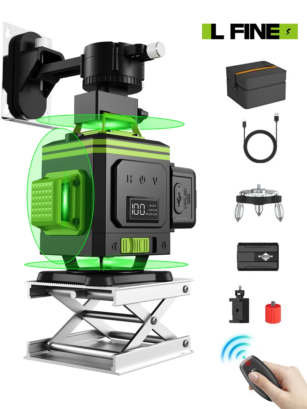 LFINE16-Lines-Laser-Level-4D-Green-Light-360-Beams-Horizontal-Vertical ...
