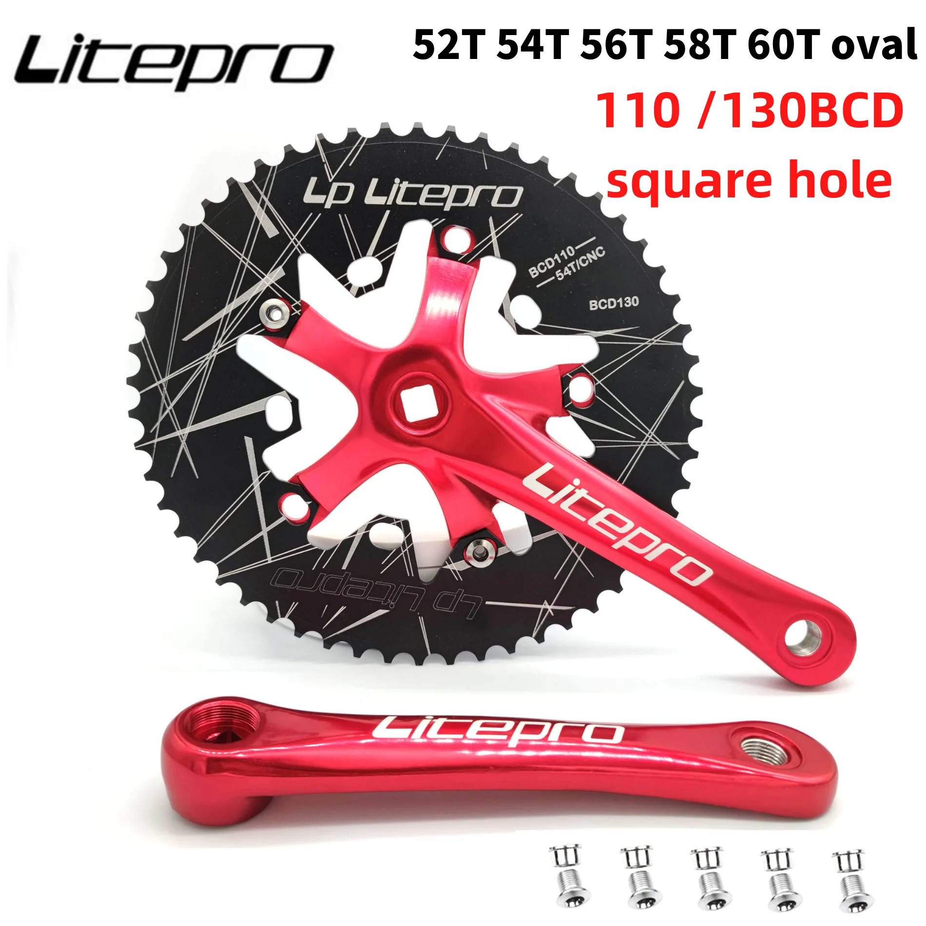 Litepro-BMX-Bike-BCD-130MM-Integrated-Sprocket-Crank-Single-Crank ...