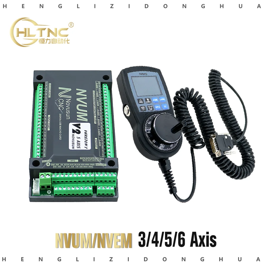 CNC Mach3 NVUM USB/ Ethernet NVEM Breakout Board + NVMPG 6axis Handwheel With LCD Display 6 Axis ...