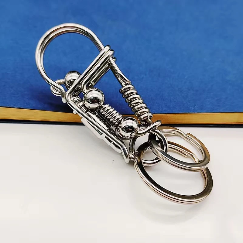 Stainless-Steel-Handicraft-Key-Ring-Hanging-Keychain-Waist-Buckle-Matte ...