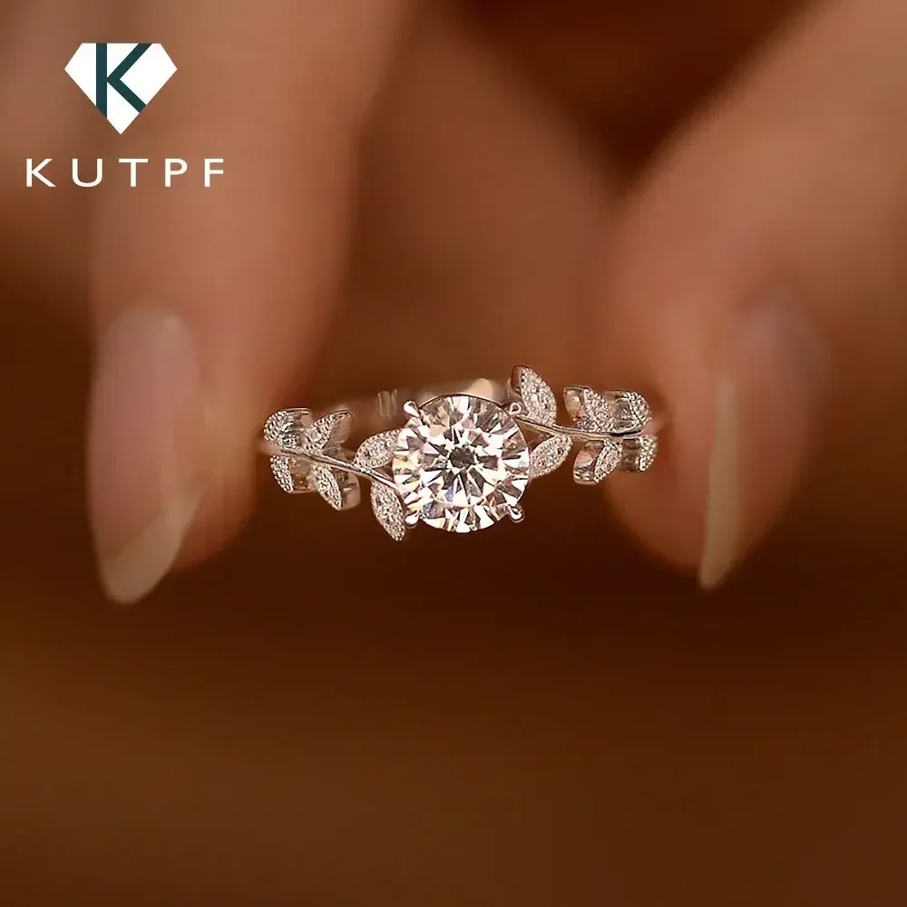 1CT-Leaf-Moissanite-Diamond-Engagement-Rings-with-GRA-for-Women-925 ...