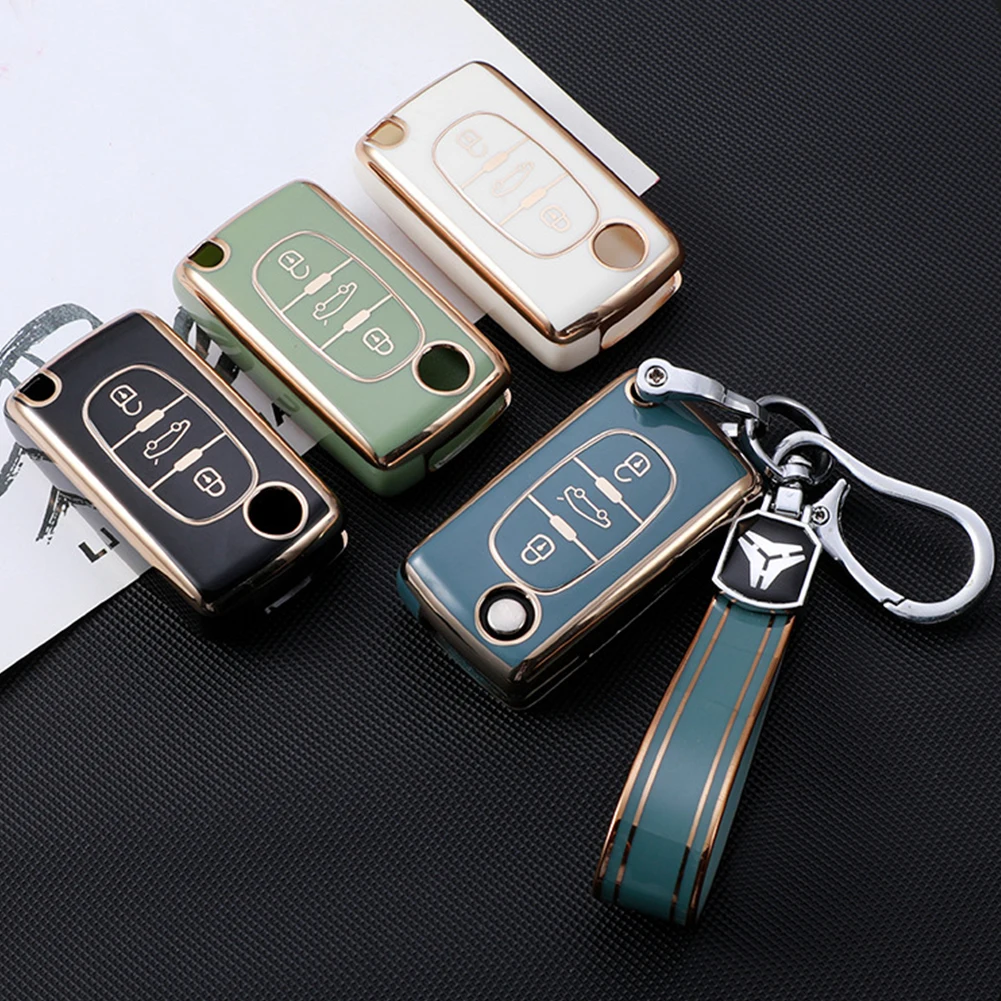Plating TPU 2 3 Buttons Car Remote Key Case Cover Shell For Peugeot 107 ...