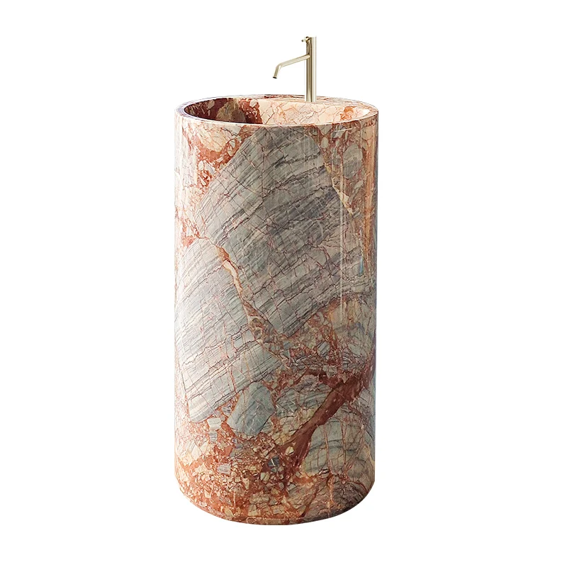 * Natural marble wash basin household hotel light luxury square column ...