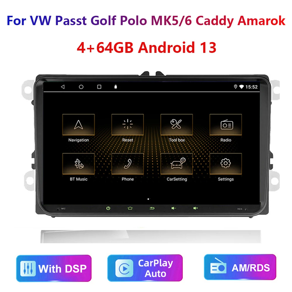 6-64GB-Android-13-For-VW-Passat-MK5-6-Jetta-Golf-Polo-Amarok-wireless ...