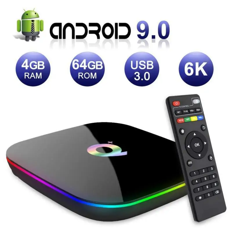 Q Plus Smart TV BOX 4GB RAM 64GB ROM Allwinner H6 Quad core Android 9.0 OS WIFI USB3.0 6K UHD ...