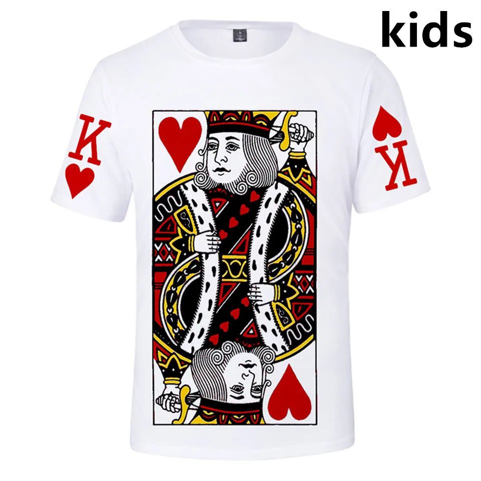 2 To 14 Years Kids T-shirt Playing Cards Poker K Q A Print T Shirt Boys ...