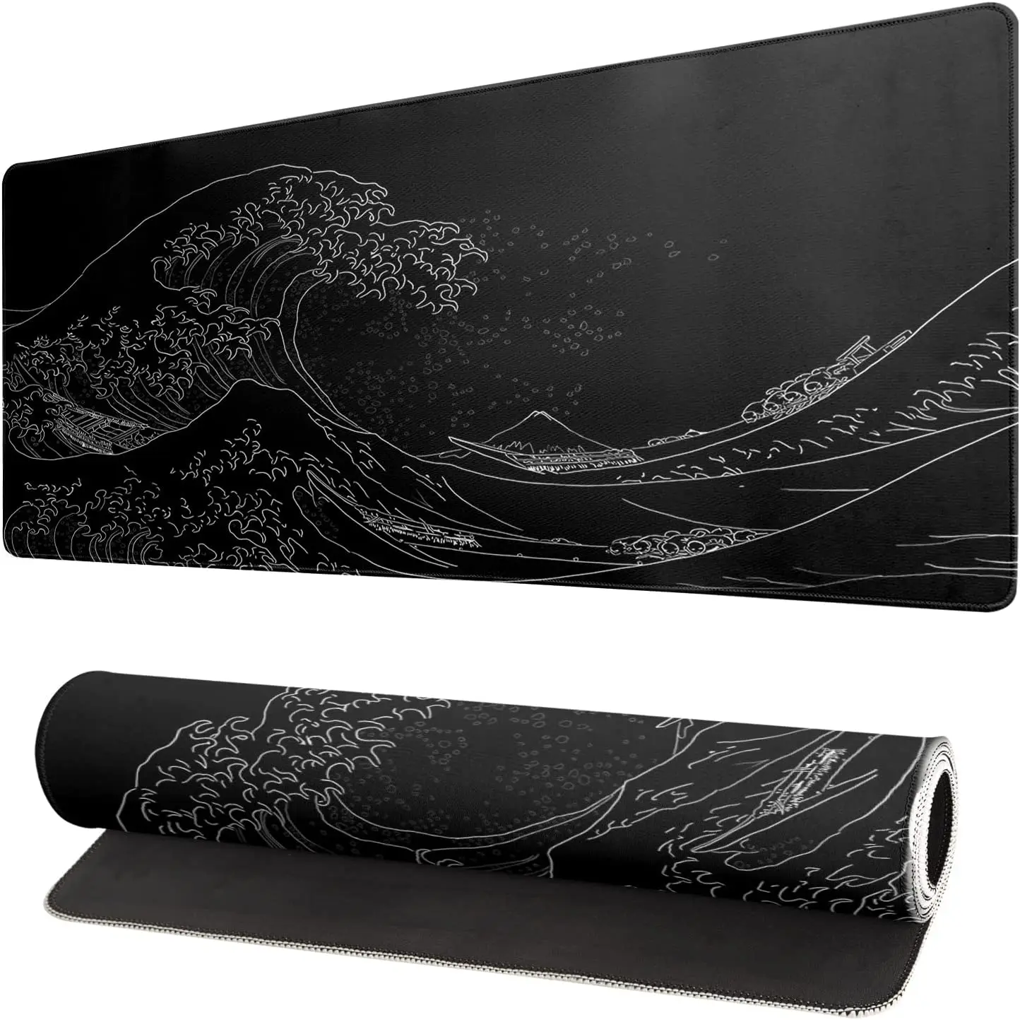 Japanese-Sea-Wave-Large-Mouse-Pad-Anime-Black-Gaming-Mouse-Pad-Extended ...