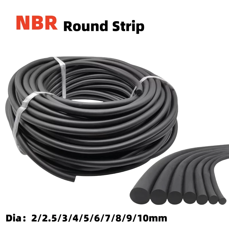 2/5/10M Dia 1.5 2 2.5 3 4 5 6 7 8 9 10mm Solid Black NBR Sealing Strip ...