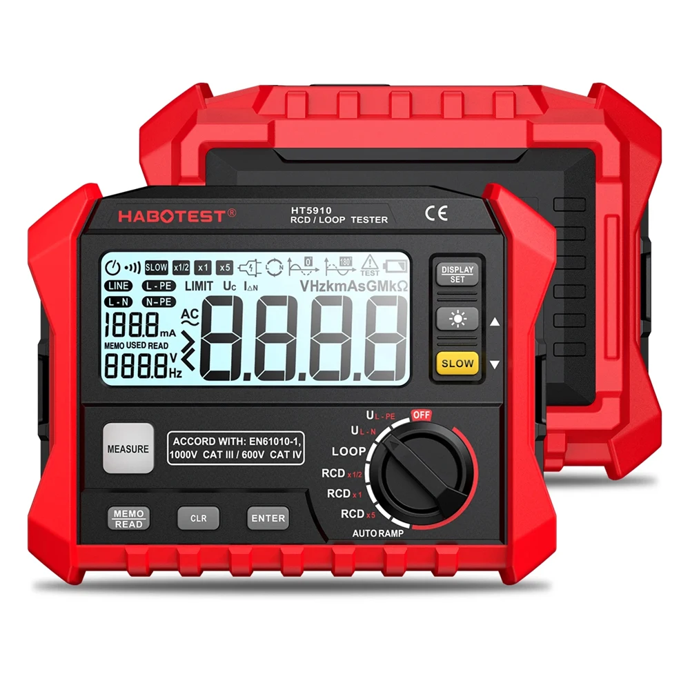 HABOTEST-HT5910-RCD-Loop-Tester-Resistance-Meter-Digital-Ohmmeter-Loop ...