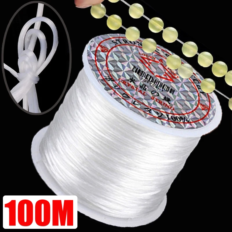 100M-Roll-Transparent-Elastic-Crystal-Line-Beading-Cord-Strings-Wire ...
