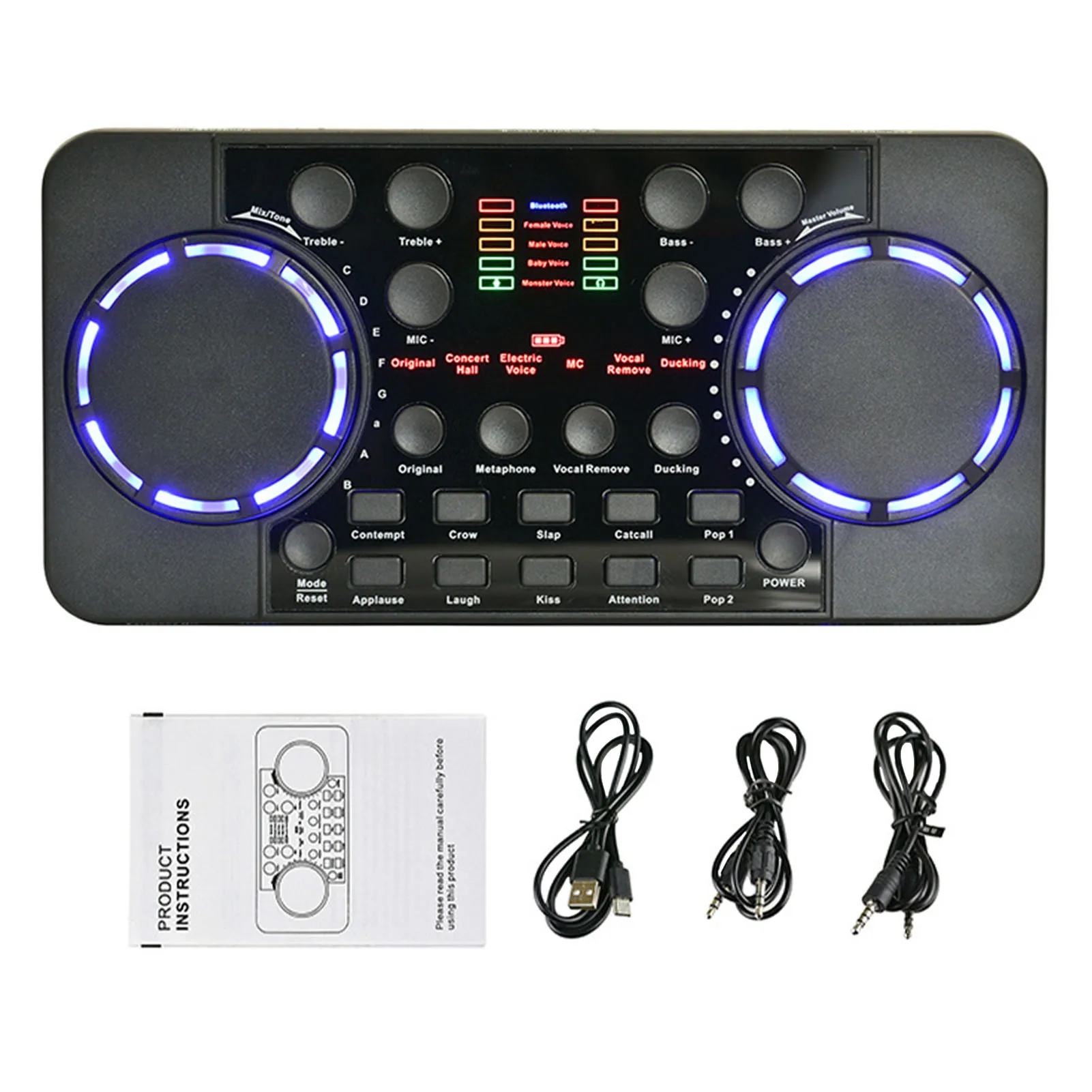 Live-Streaming-Sound-Card-10-Sound-Effects-Audio-Interface-Mixer-for-DJ ...