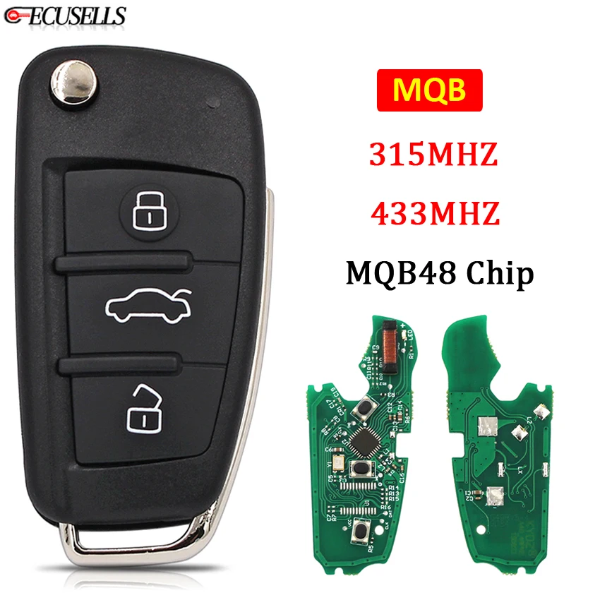 Modified Mqb Semi Intelligent Remote Key 3 Button Folding Flip Smart ...