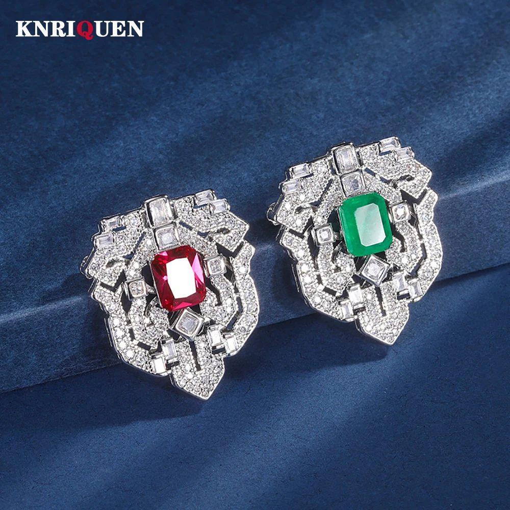 Luxury-Trend-8-10mm-Emerald-Ruby-Brooches-for-Women-Vintage-Gemstone ...