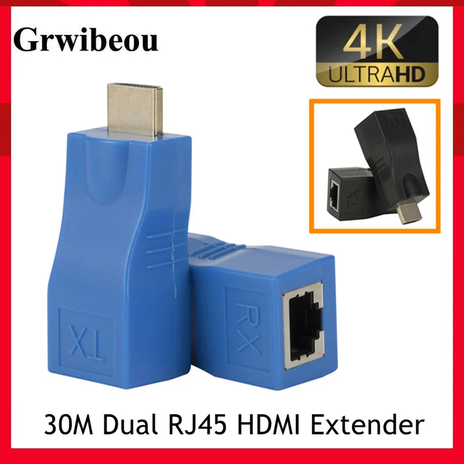 Extensor compatible con HDMI 4k, puertos RJ45, red LAN, extensión ...