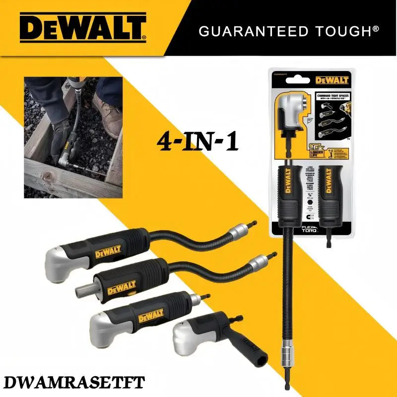 DEWALT DWAMRASETFT 4-in-1 Right Angle Drill Adaptor | Black PLUS, High ...