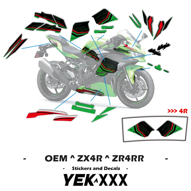 For-Kawasaki-Ninja-ZX4R-ZX4RR-21-24-Motorcycle-OEM-Replica-Stickers ...