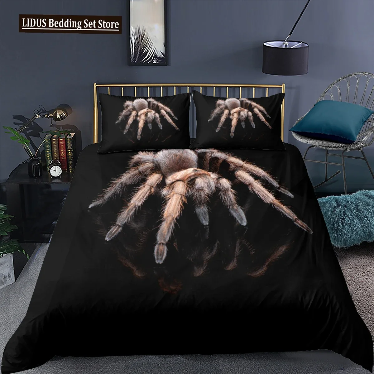 Tarantula Print Bedding Set King Full 3D Print Black Spider Comforter ...