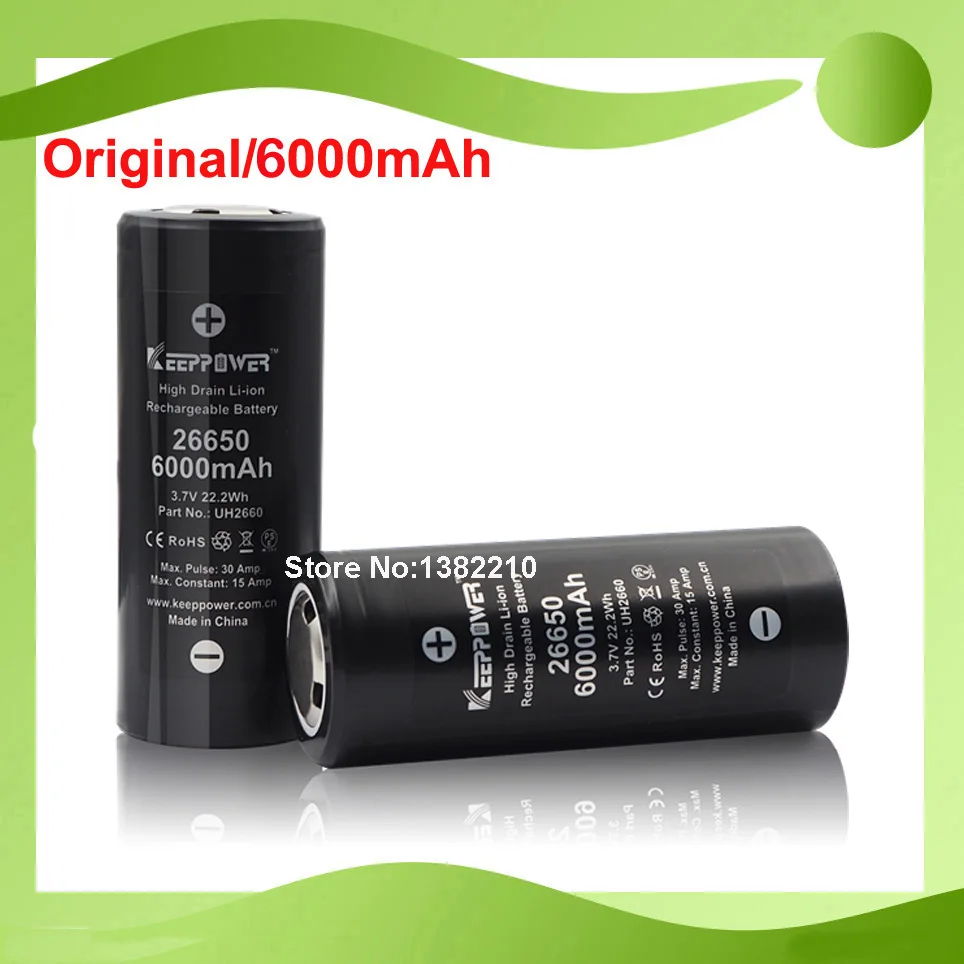 6PCS-LOT-Keeppower-2022-High-Capacity-3-7V-26650-IMR26650-6000mAh ...