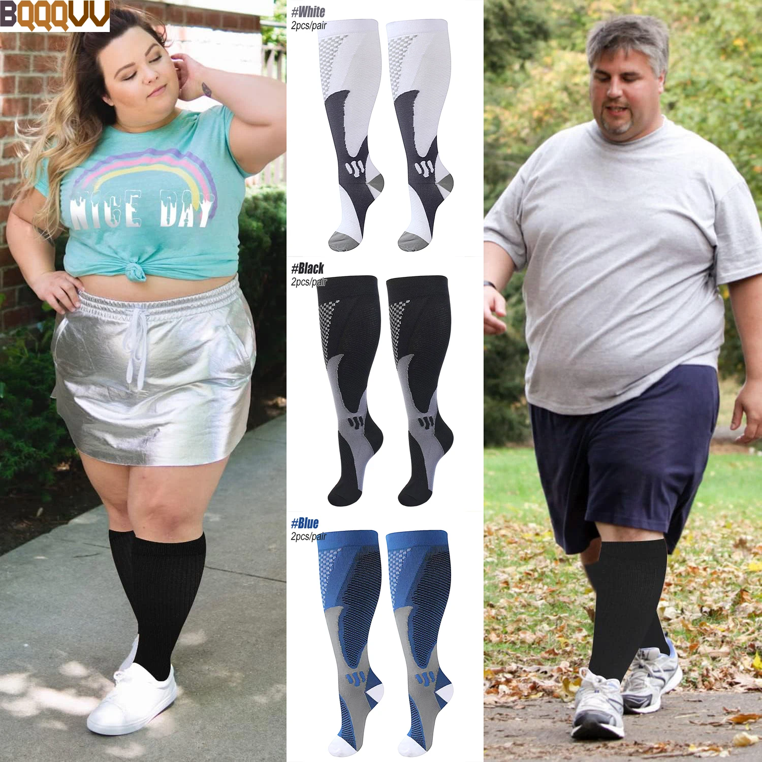 1Pair-Plus-Size-Compression-Socks-for-Women-Men-Wide-Calf-20-30mmhg ...
