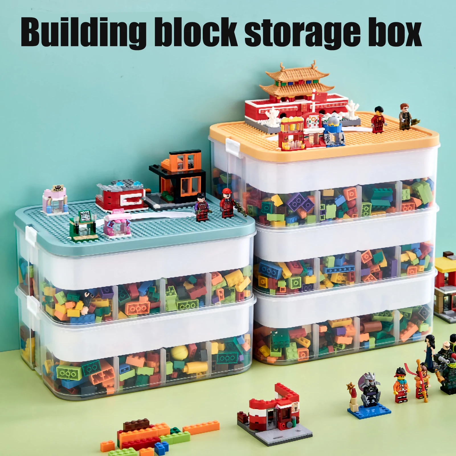 1-2-Layer-Kids-Building-Blocks-Storage-Box-Adjustable-Lego-Compatible ...