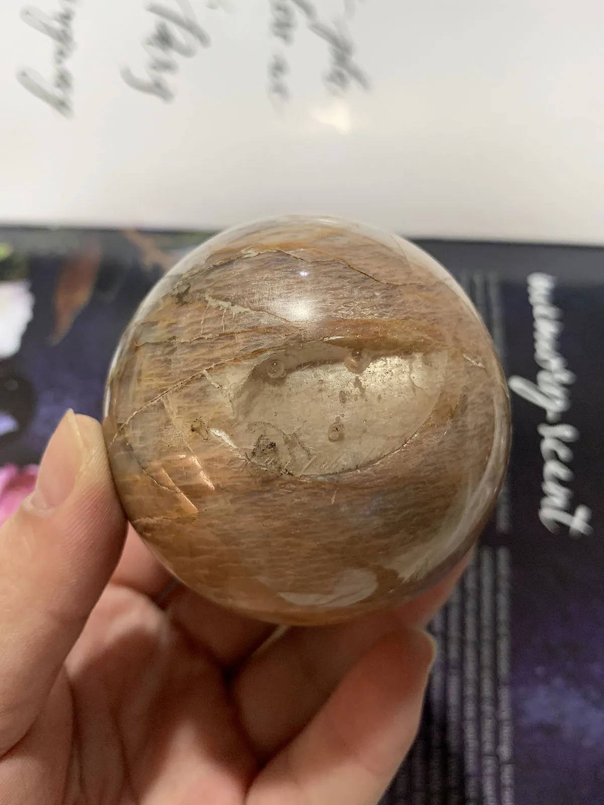 60 65mm Natural Pink Moonstone Ball Healing Crystal Sphere Energy ...