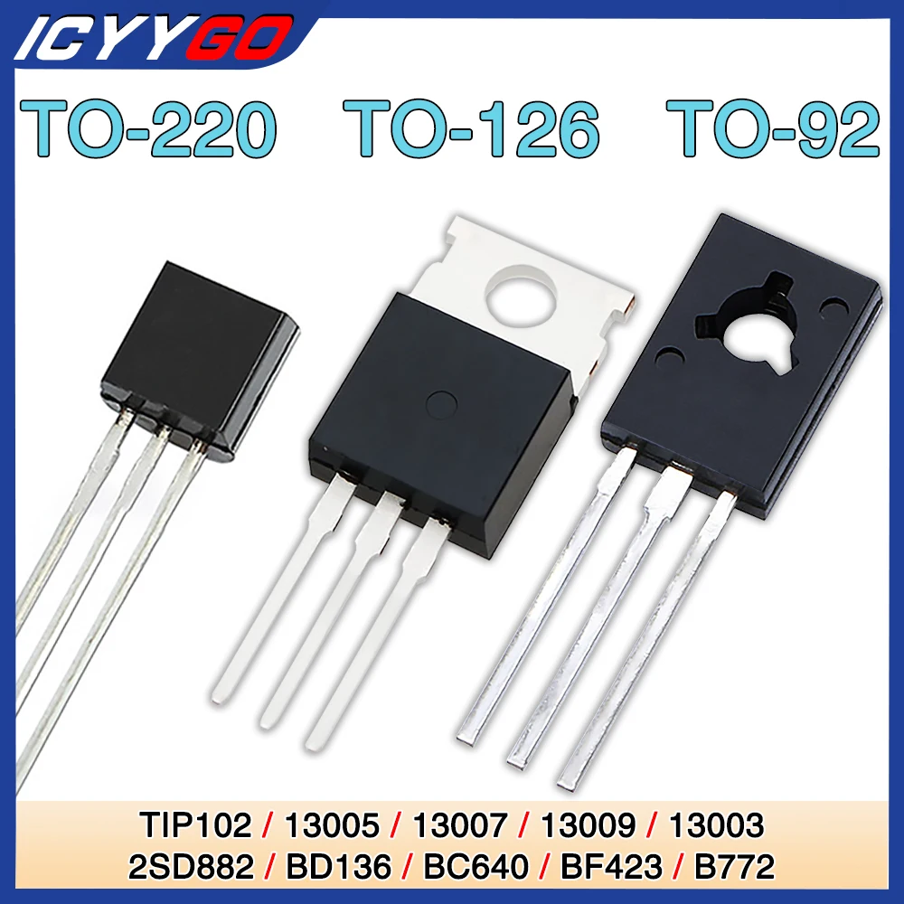 New-TO92-TIP102-13005-13007-13009-TO-220-13003-2SD882-BD136-BC640-BF423 ...