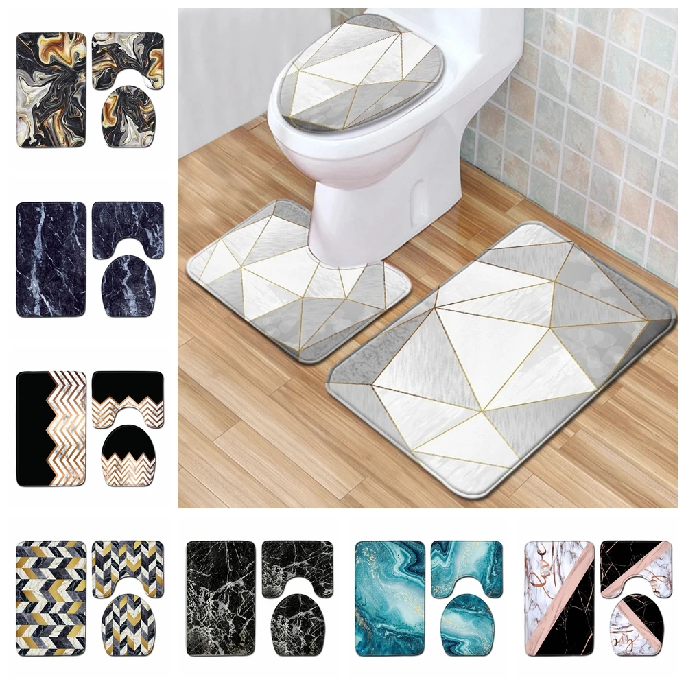 3 Pcs Bath Mats Set Eco-Friendly Anti Slip Absorbent Bathroom Carpet ...