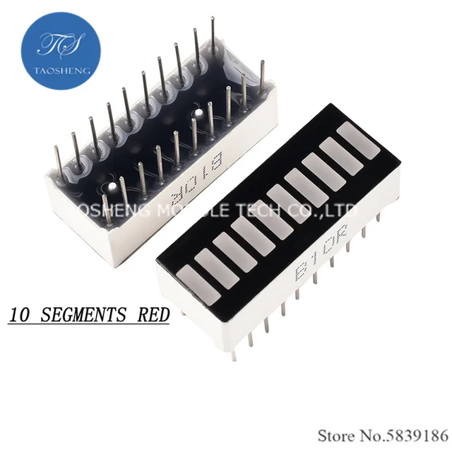 5PCS 10 Segment 4 Color LED Battery Level Bar Graph Power Display ...