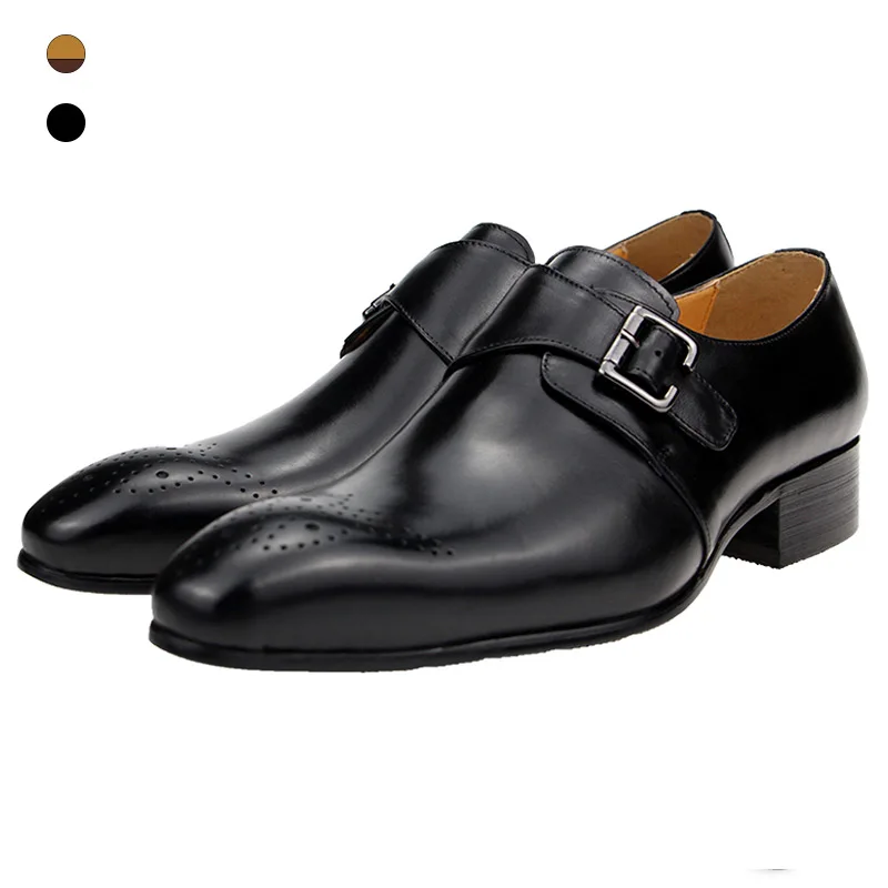 Mens-Formal-Male-Shoe-Side-Buckle-Leather-Shoes-Pointed-Toe-Bullock ...
