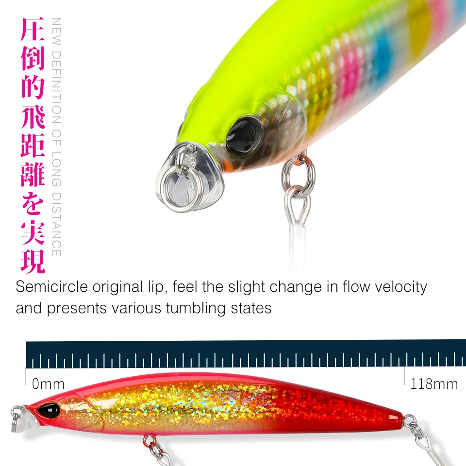 TSURINOYA Shallow Saltwater Minnow Bait 118F Range 0-30cm 118mm 19g ...