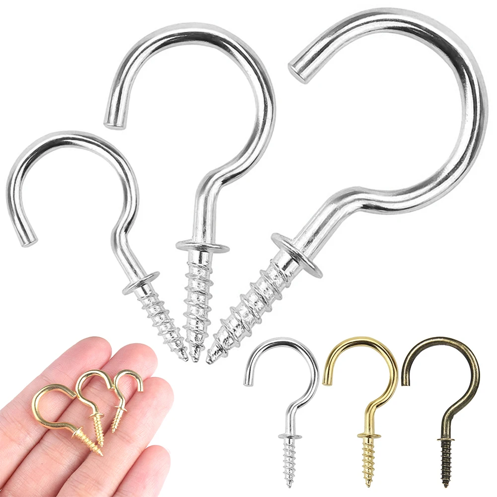 100pcs-Iron-Steel-Hooks-Heavy-Duty-Ceiling-Hooks-Multipurpose-Screw ...