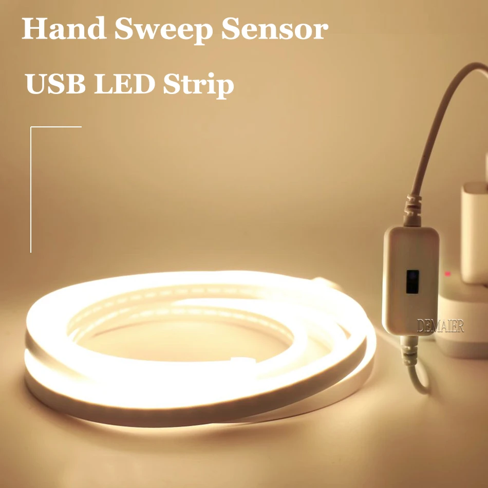 USB led Strip Hand Sweep Waving ON OFF scan pir kitchen motion sensor ...