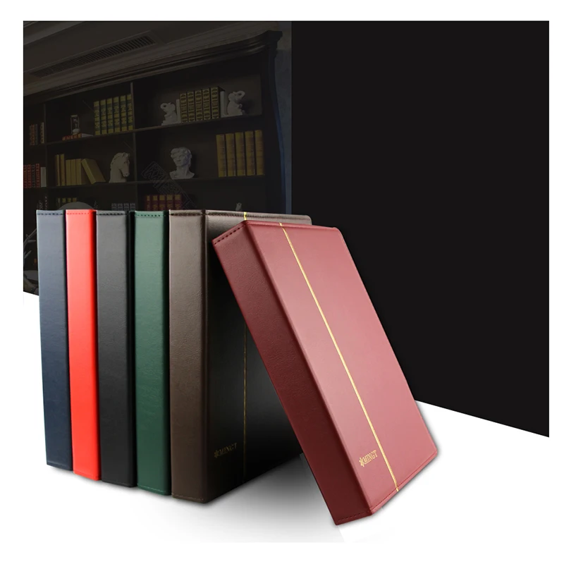 A4 Leather Stamp Storage Album Coin Collection Ring Binder for Tokens ...