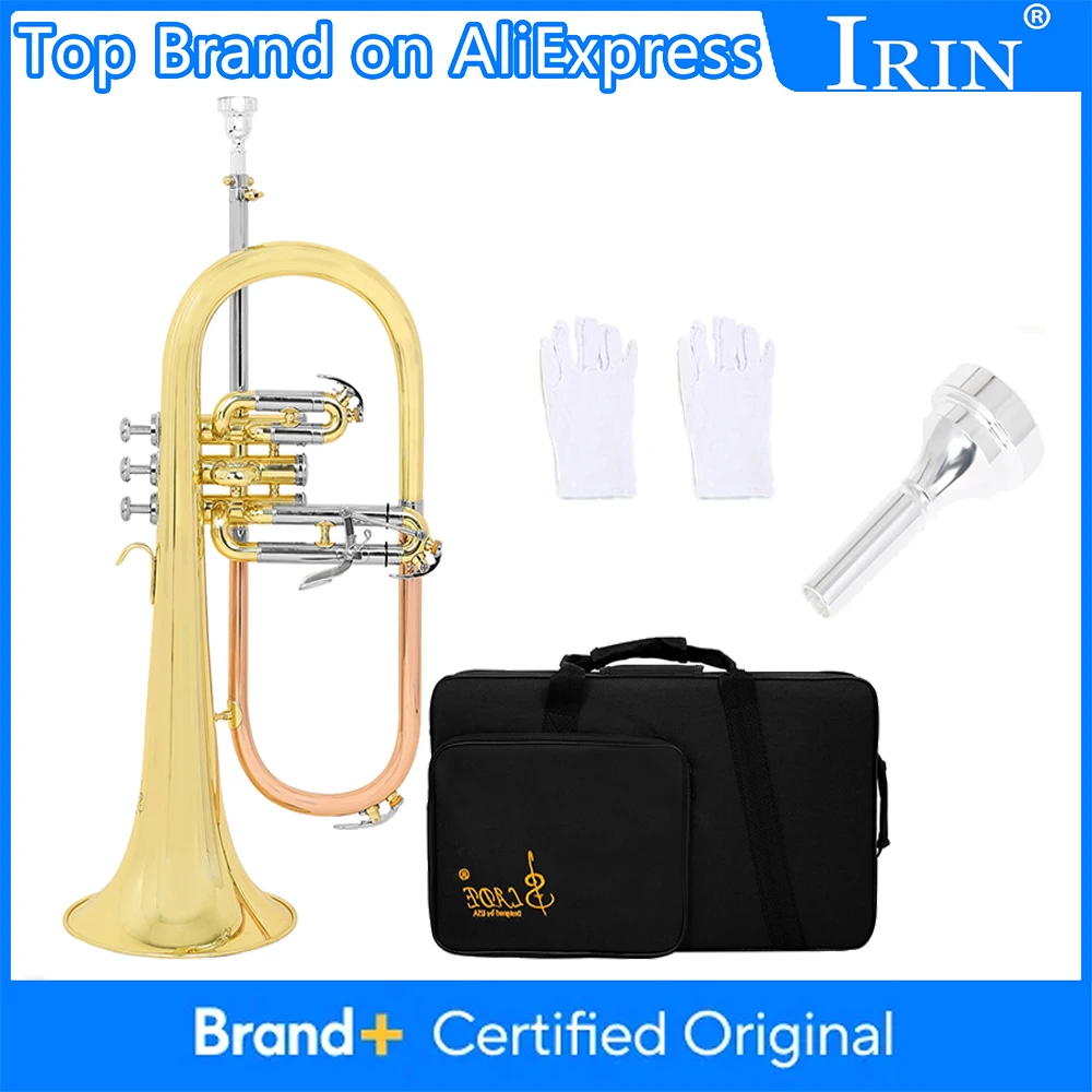 SLADE B-flat Flugelhorn Brass Body Gold Lacquer Flugelhorns Trumpet ...