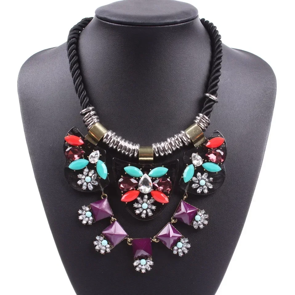New-Design-String-Chain-Crystal-Necklace-for-Women-Black-Rope ...