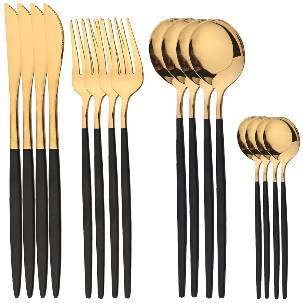 16PCS-Cutlery-Set-Stainless-Steel-Tableware-Knife-and-Fork-Spoon ...