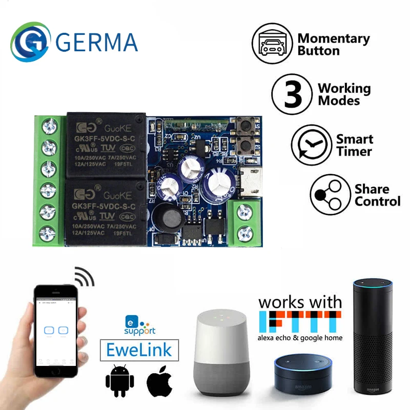GERMA-USB-5V-DC-5-12-24-36-48V-eWeLink-Smart-Wifi-Wireless-Switch-Relay ...