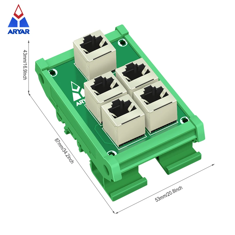 5-Port-RJ45-8P8C-Female-Socket-Adapter-Pcb-Board-Network-RJ-45-Vertical ...