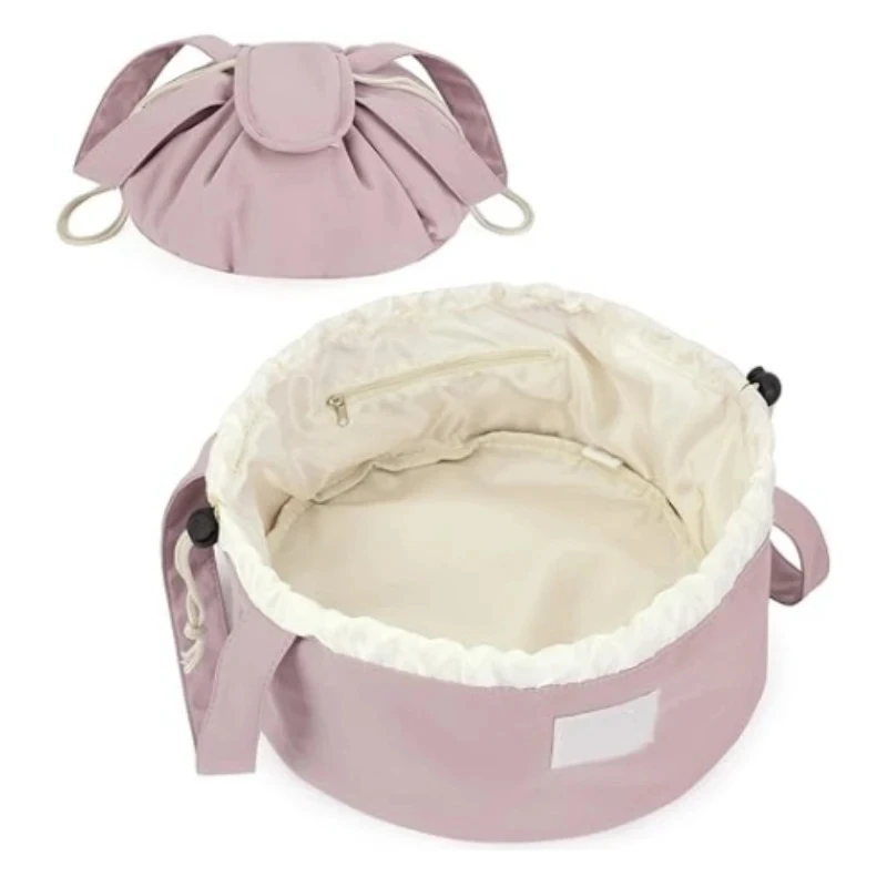 Female Barrel Drawstring Makeup Bag Large Capacity Cosmetic Bag ...