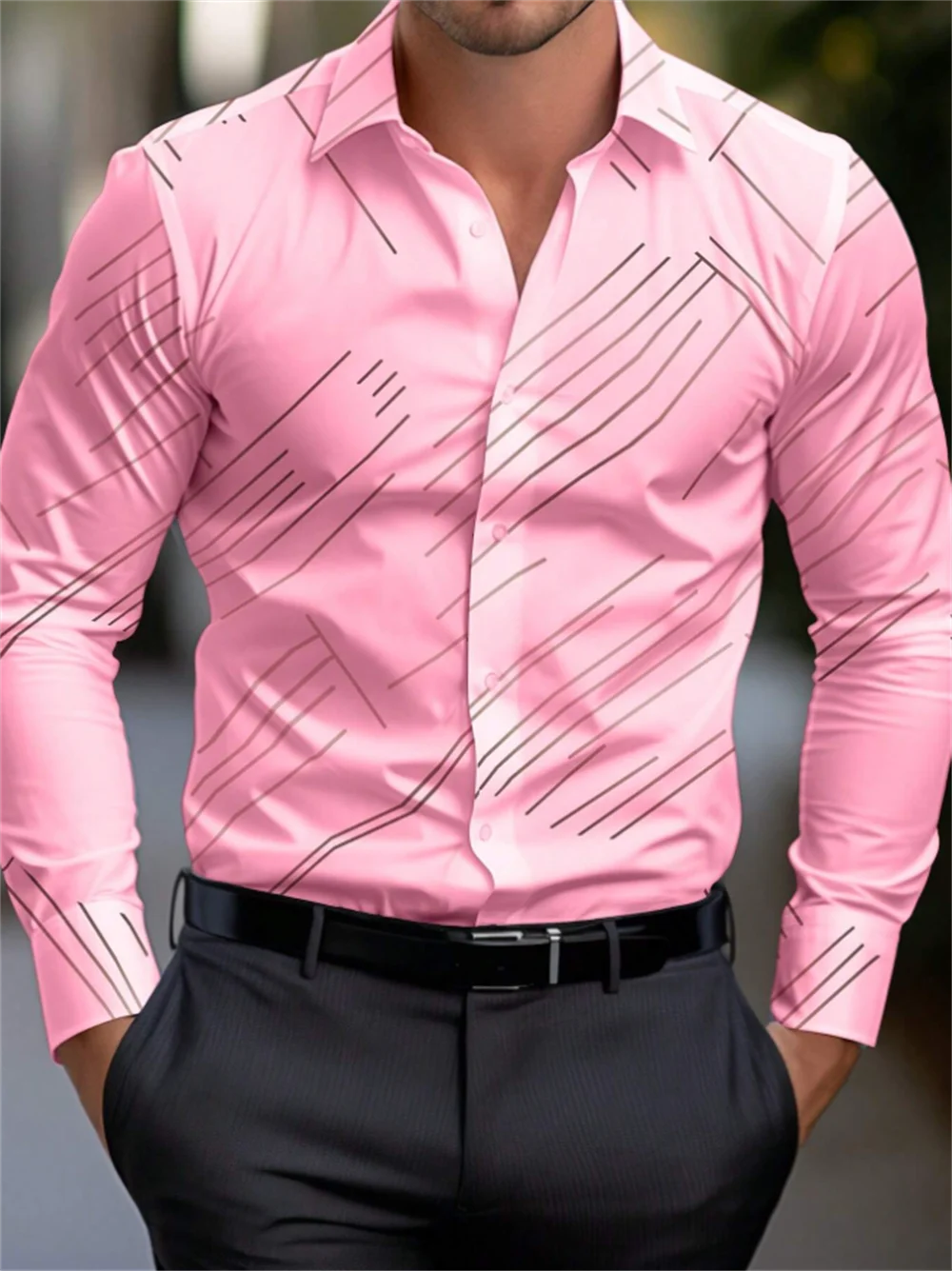 13 Color Striped Long Sleeve Shirt Fashion Sports Men's Shirt Lapel ...