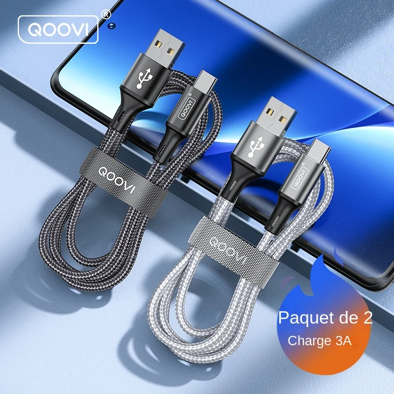 QOOVI – câble USB 3A de Type C pour recharge rapide, cordon de chargeur ...