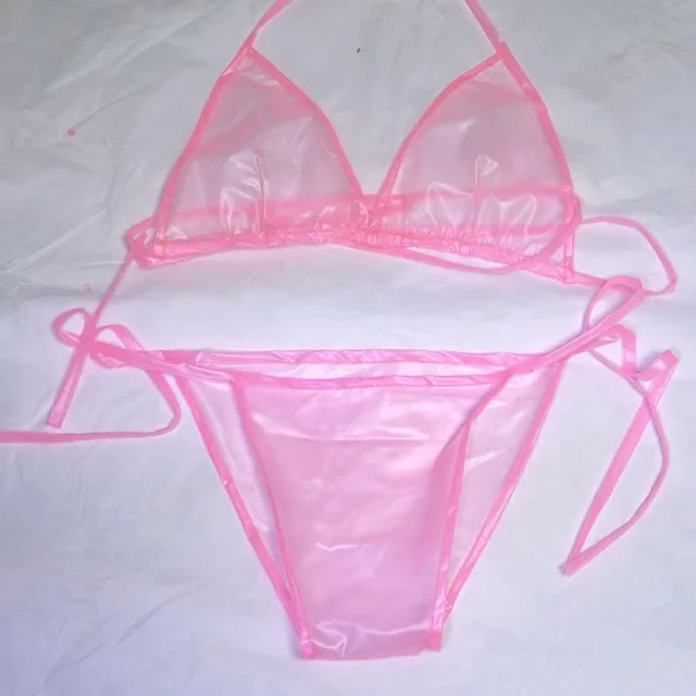PVC Plastic Transparent Bra Underwear Suit Adult Sexy Lace Panties ...