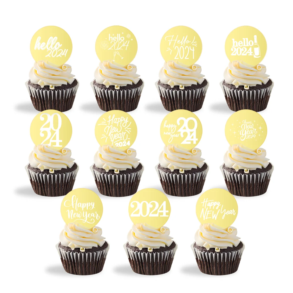 Pack-of-12-PCS-Hello-2024-Acrylic-Cake-Topper-Cake-Decoration-the-year ...
