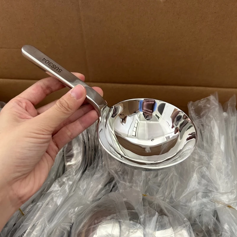 Kitchen-304-Stainless-Steel-Short-Handle-Large-Round-Spoon-Spoon-Big ...