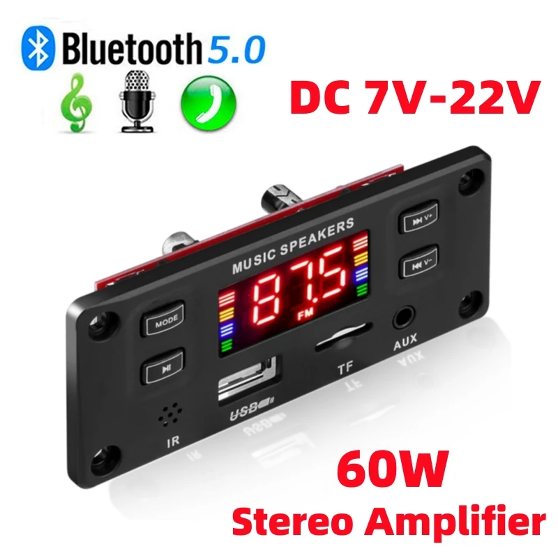 2-30W-Stereo-Bluetooth-5-0-MP3-Player-12V-60W-Decoder-Board-amplifier ...
