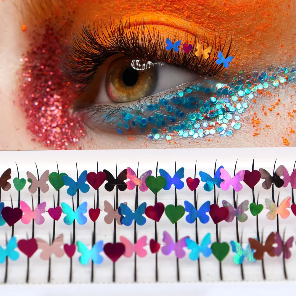 New Mix Color Eyelash Extensions Butterfly Heart Glitter Spikes Fairy ...