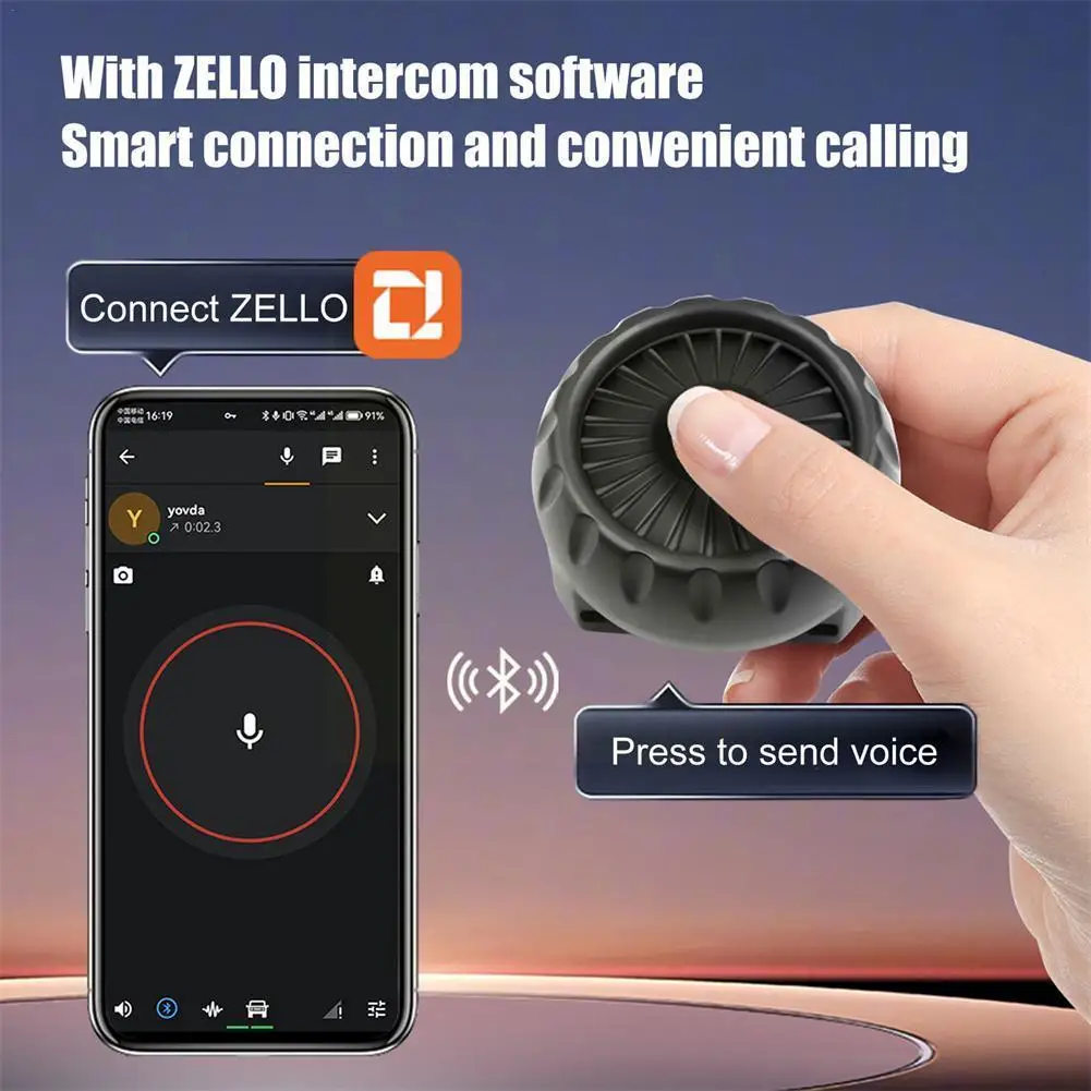 Wireless Bluetooth PTT Walkie Talkie Control Button Adjustable Strap ...